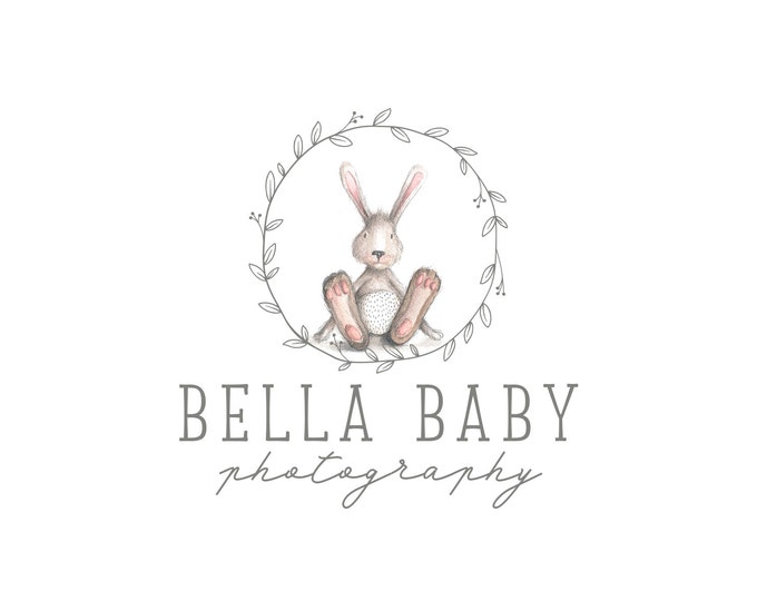 Rabbit Logo-bunny Logo-cottontail Logo-animal Logo-kids Logo-watercolor ...