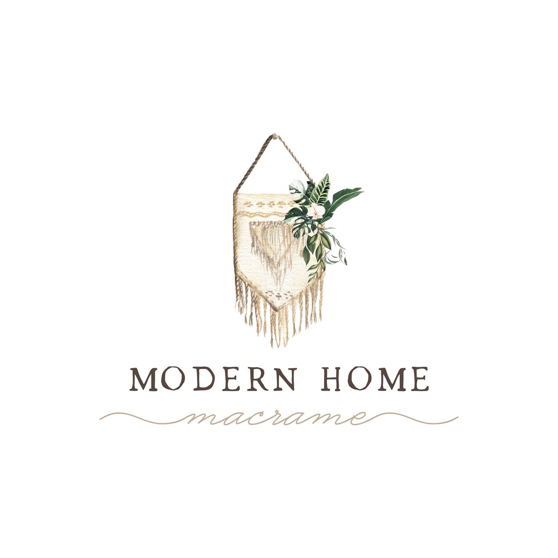 Macrame Logo Premade Logo Design Boho Logo Floral Bohemian - Etsy España