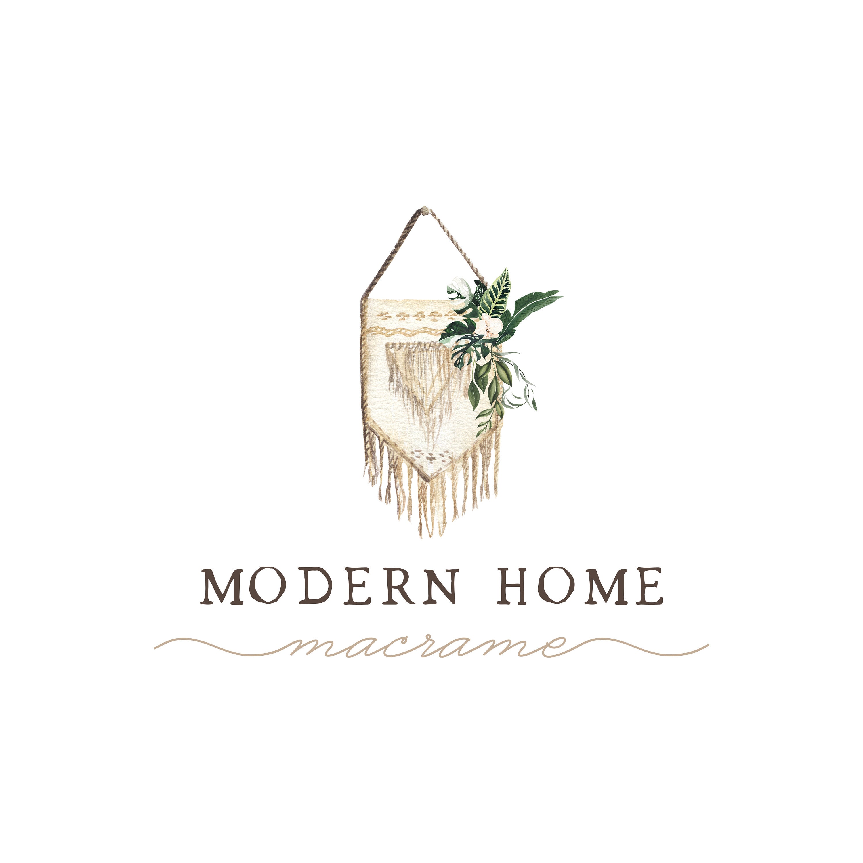 Macrame Logo Premade Logo Design Boho Logo Floral Bohemian - Etsy Canada
