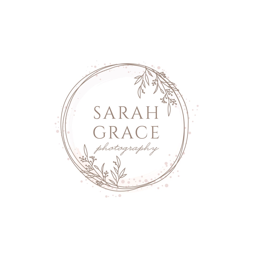 Rose Gold Logo, Circle Logo, Photography Logo and Watermark, Floral ...