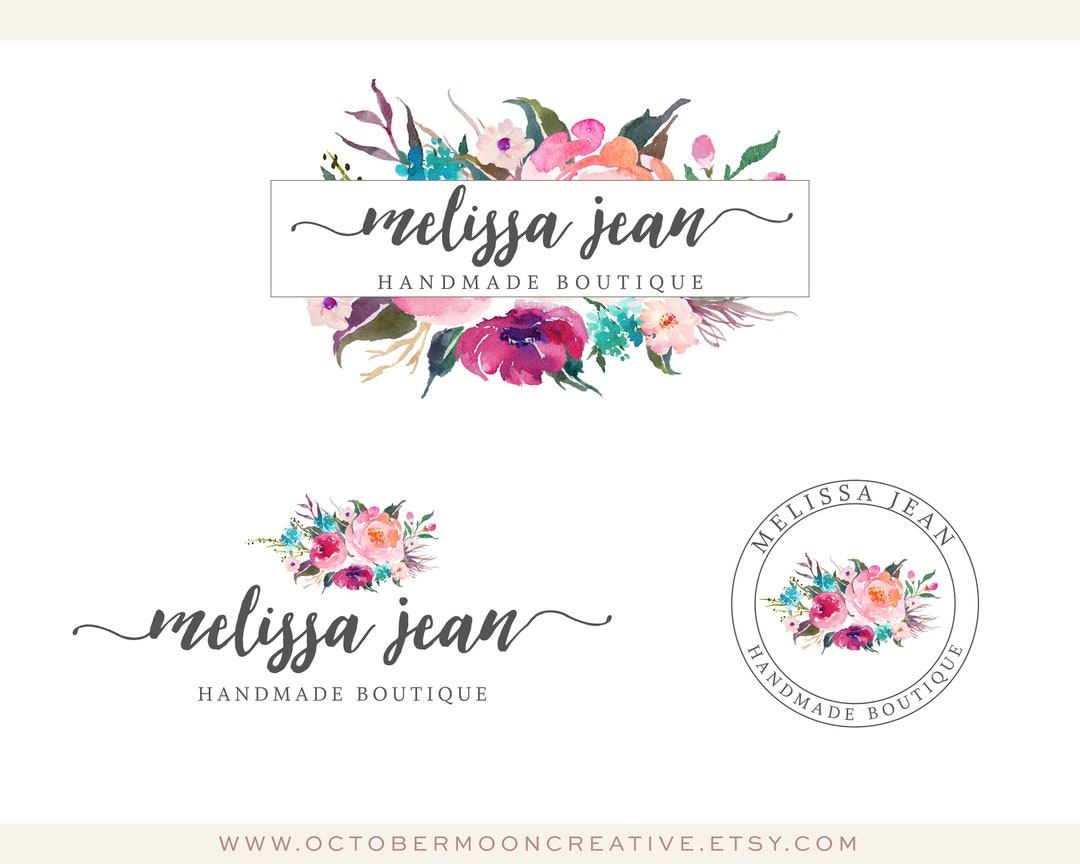Floral Branding Package, Photography Logo and Watermark, Watercolor ...