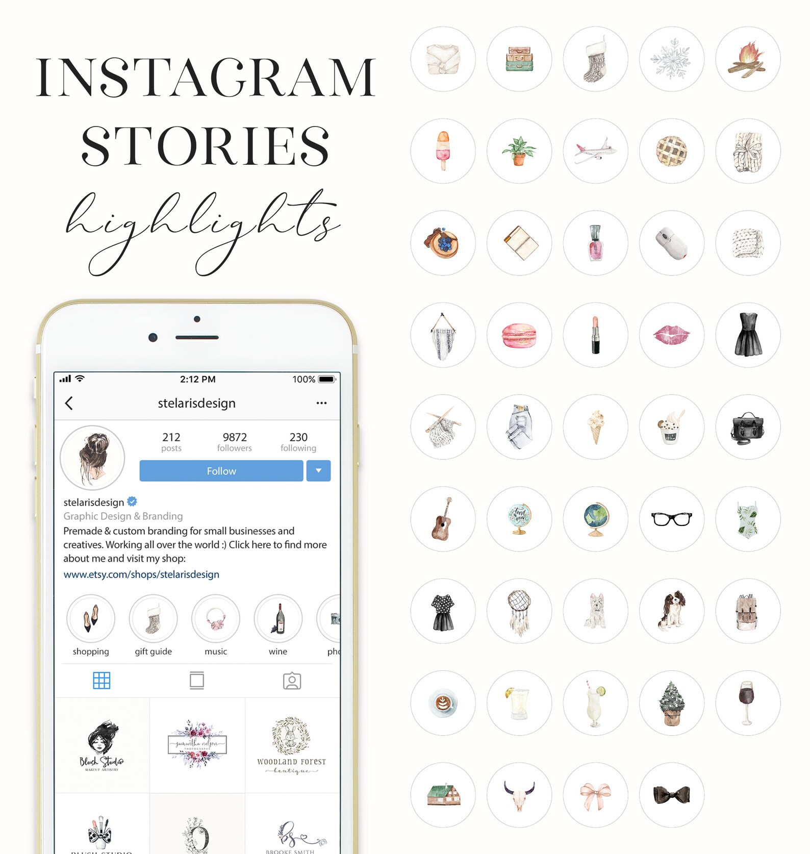Instagram Highlight Covers Instagram Story Icons Watercolor - Etsy Canada
