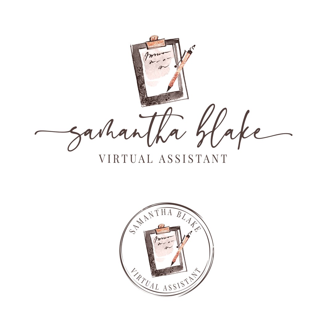Virtual Assistant Logo Design, Copywriter Logo, Editor Logo, Writer ...