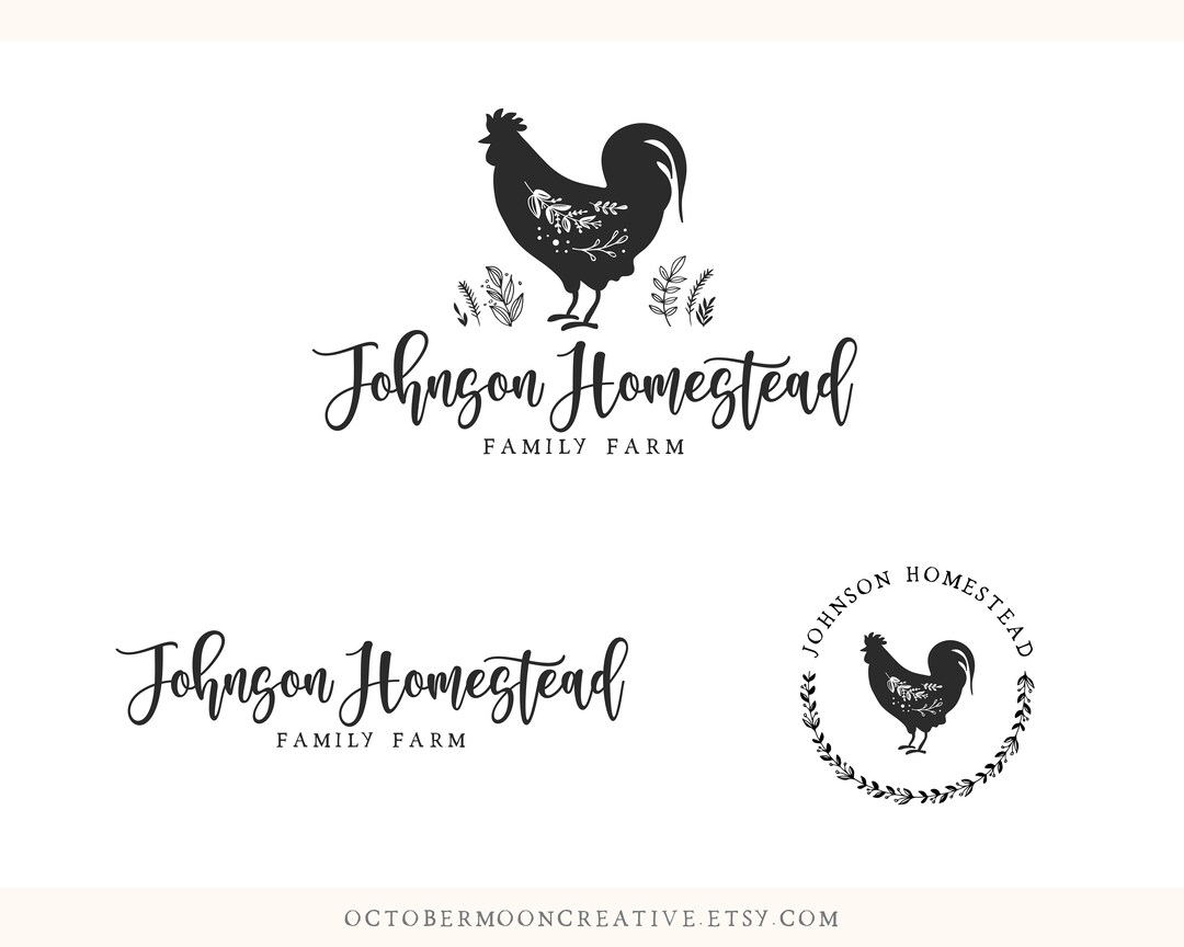 Premade Rooster Logo, Chicken Farm Logo, Rustic Barn Hen Nature Logo ...
