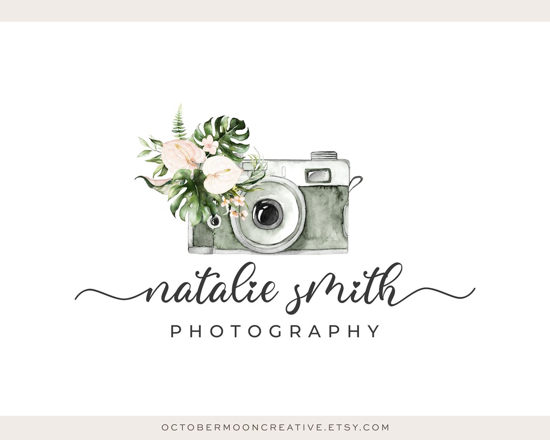 Photography Logo Design, Photography Watermark, Floral Camera Logo ...