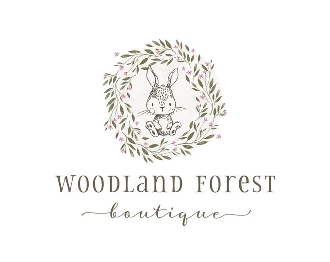 Rabbit Logo-bunny Logo-cottontail Logo-animal Logo-kids Logo-watercolor ...