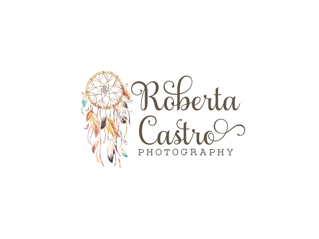Premade Photography Logo and Watermark, Watercolor Dream Catcher Tribal ...