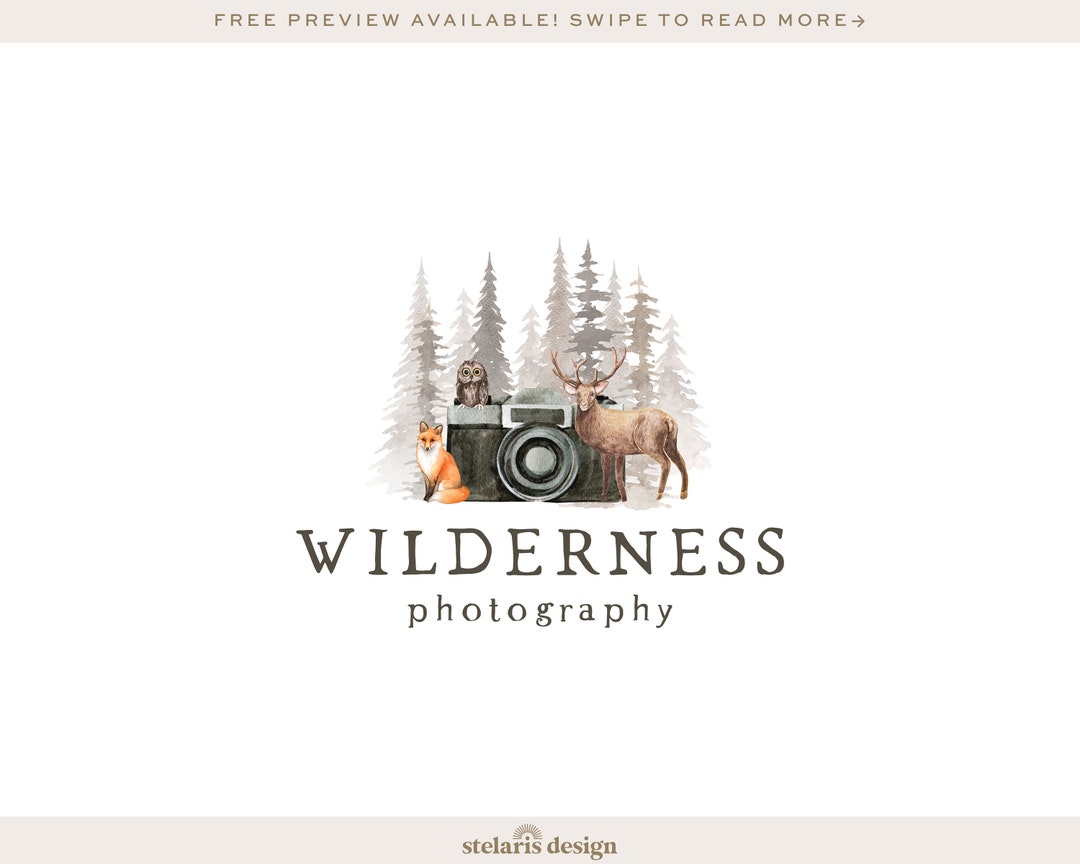 Pine Forest Logo, Woodland Logo, Deer Fox Owl Logo, Wilderness Logo ...