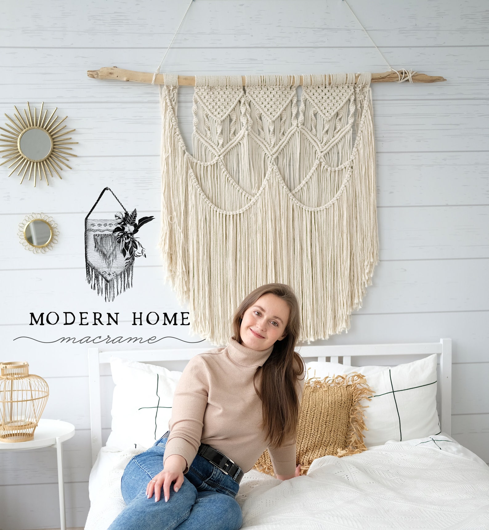 Macrame Logo Premade Logo Design Boho Logo Floral Bohemian - Etsy