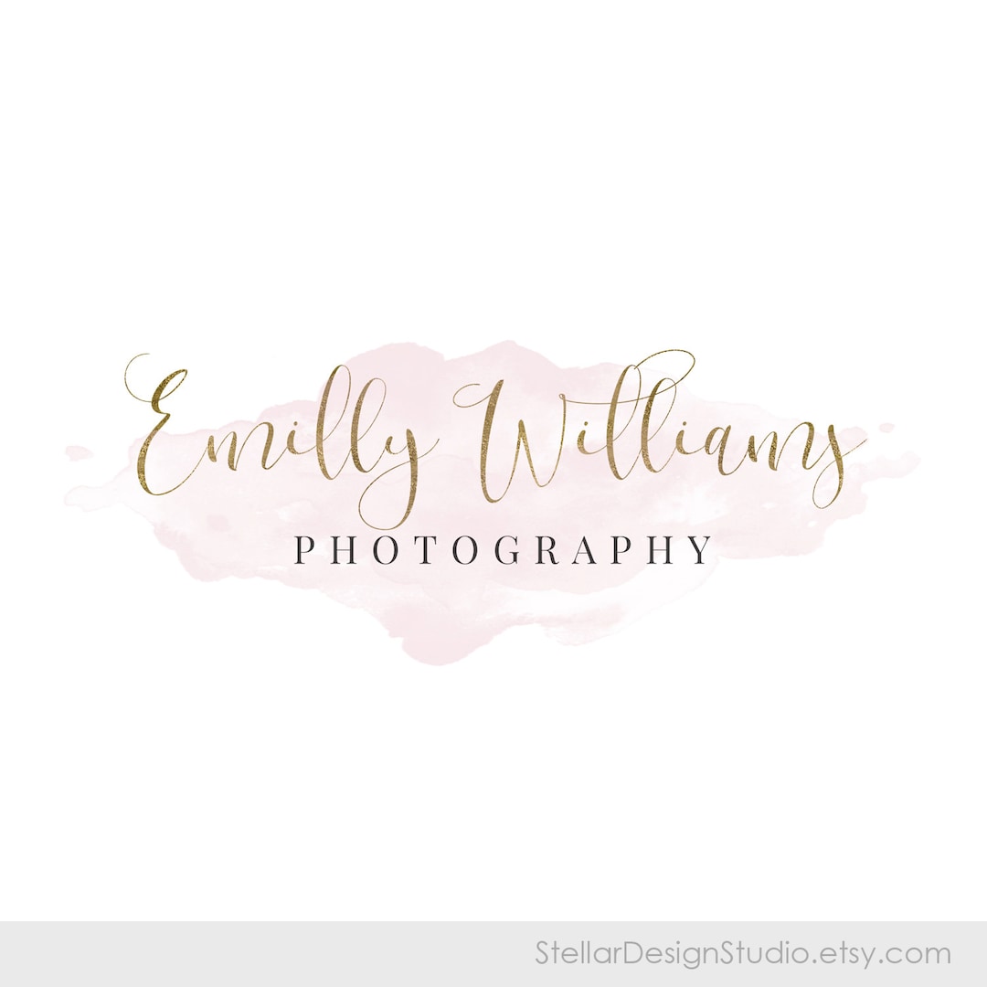 Photography Logo and Watermark, Rose Gold and Watercolor Initials ...