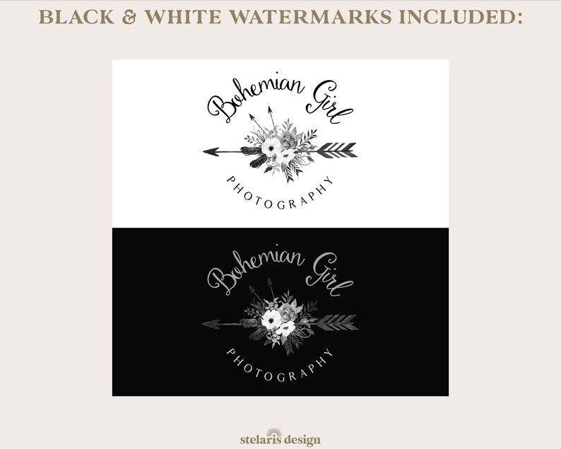 Photography Logo and Watermark Premade Logo Design Bohemian | Etsy