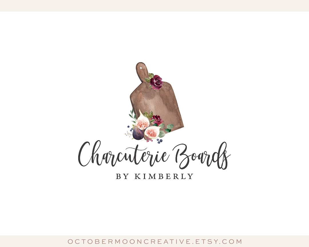 Charcuterie Logo, Cheese Board Logo, Catering Logo, Watercolor Event ...