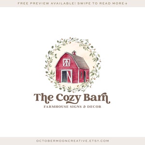 Red Barn Logo, Farm Logo, Farmhouse Logo, Premade Logo Design, Ranch ...