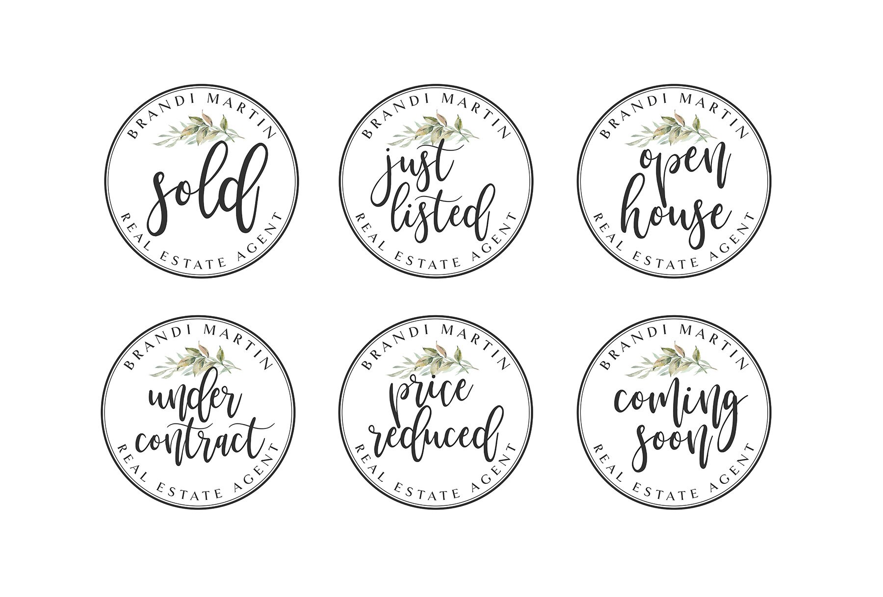 Real Estate Logo Design and Stamps, Floral House Roof Logo, Real Estate ...