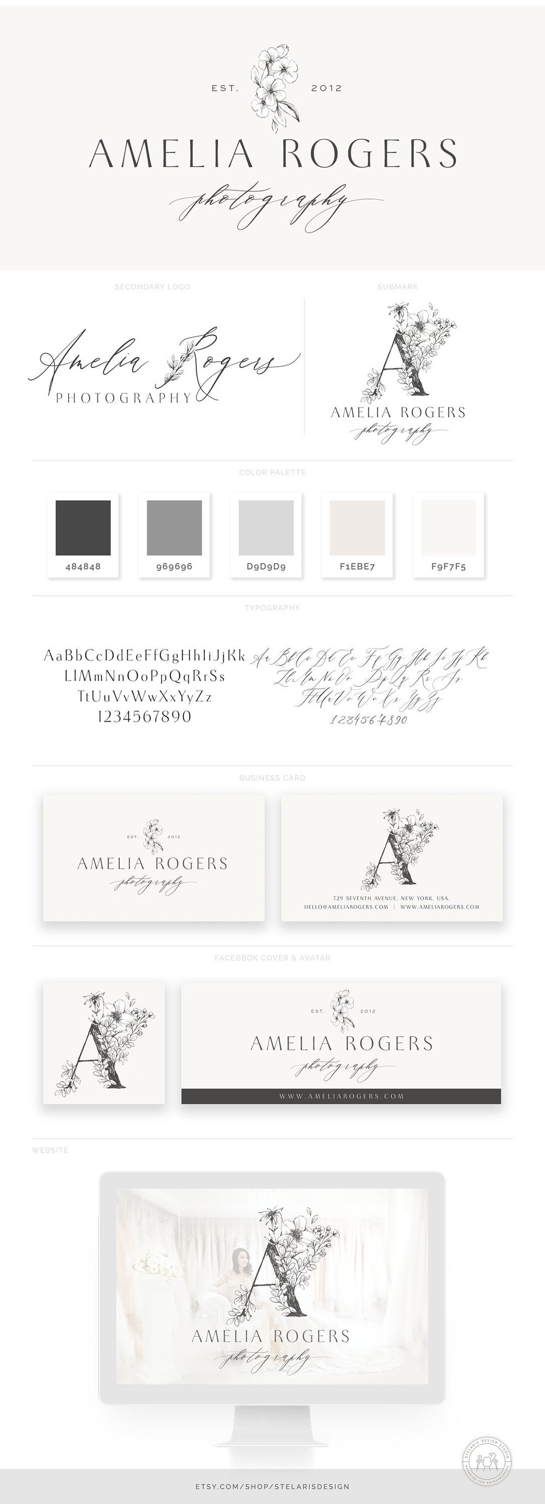 Mini Branding Package, Premade Photography Logo and Watermark, Branding ...