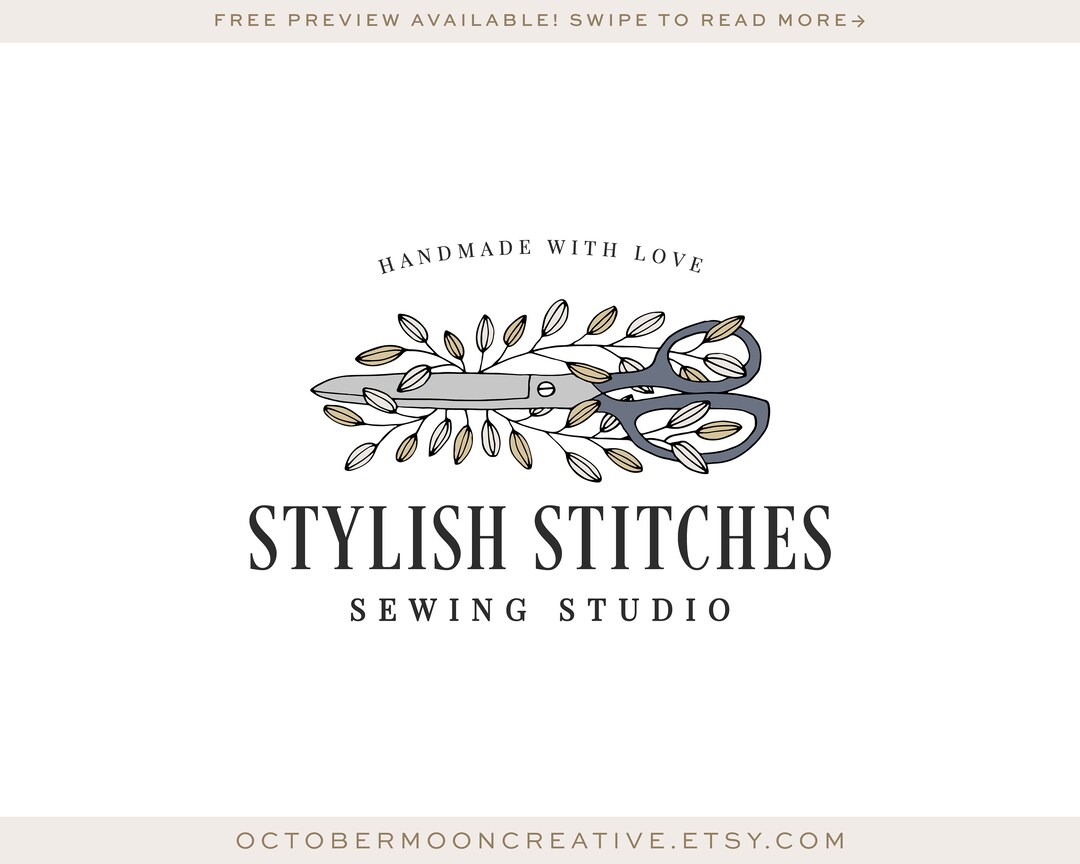 Sewing Logo, Premade Logo, Logo Design, Shears Logo, Scissors Logo 468 ...