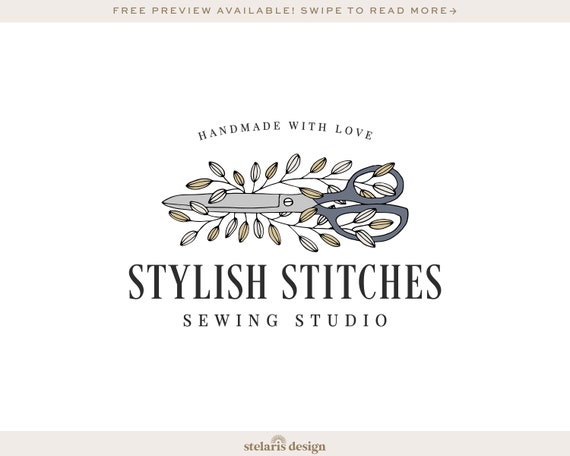 Sewing Logo Premade Logo Logo Design Shears Logo Scissors | Etsy