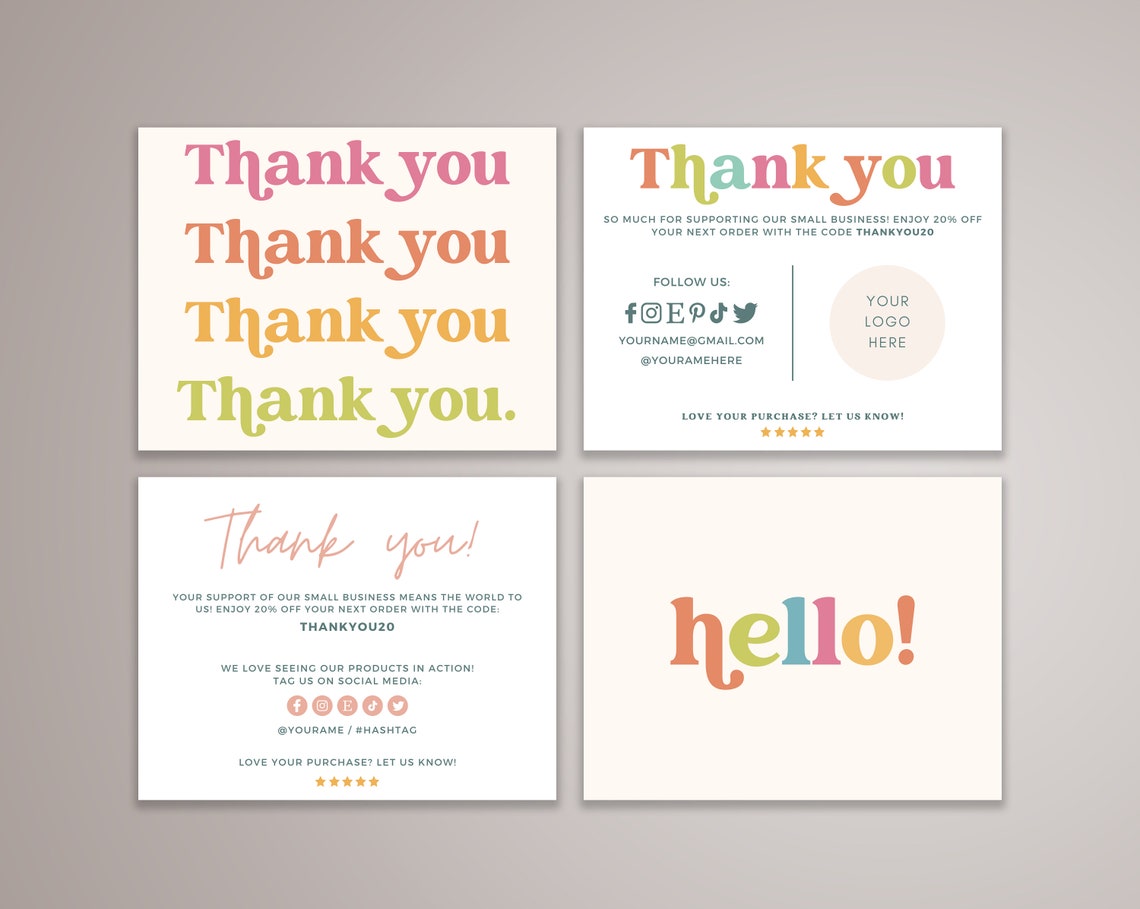 Printable Thank You Card Packaging Insert Note Editable Diy | Etsy