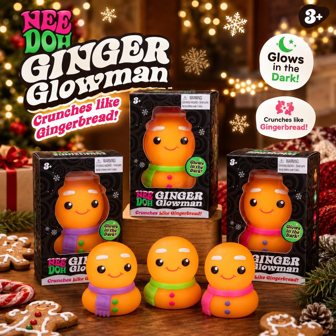 Needoh Ginger Glowman Squishy Toy: Glows in Dark, Gingerbread Crunch ...
