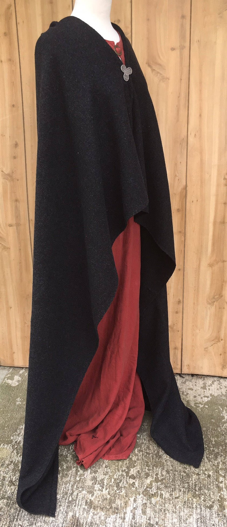 Viking Cloak~ Charcoal Wool Cloak~ Unisex Square Cloak~ Norse Cloak ...