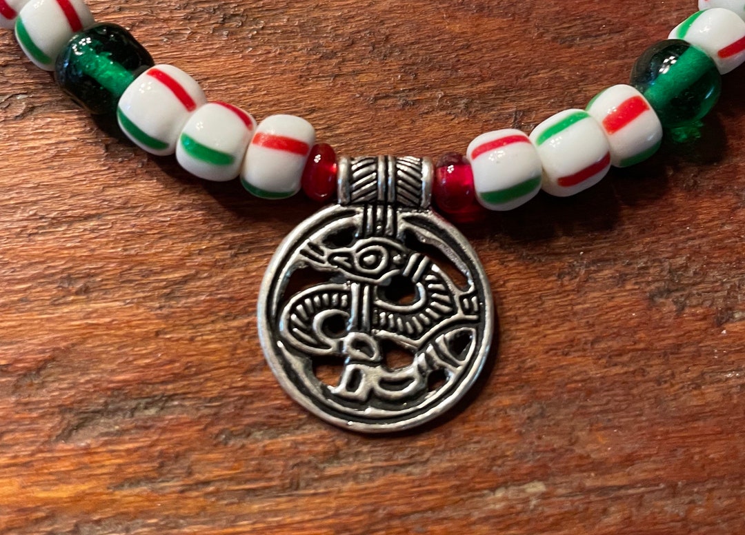 Viking Brooch Swag, Norse Festoon Beads, Birka Serpent Dragon White Red ...