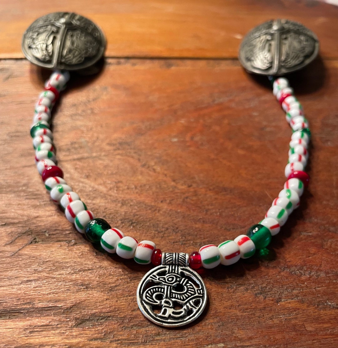 Viking Brooch Swag, Norse Festoon Beads, Birka Serpent Dragon White Red ...