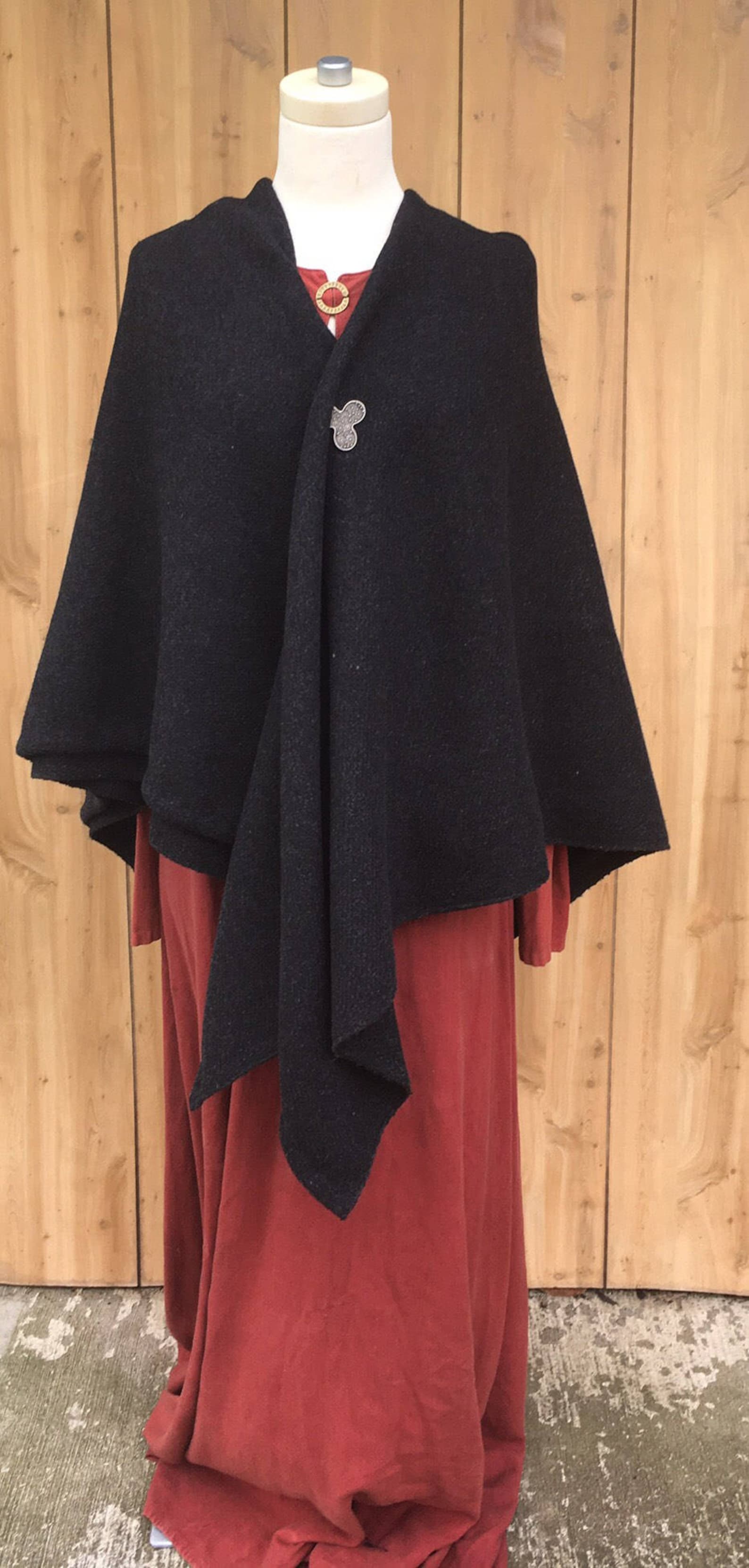 Viking Cloak~ Charcoal Wool Cloak~ Unisex Square Cloak~ Norse Cloak ...