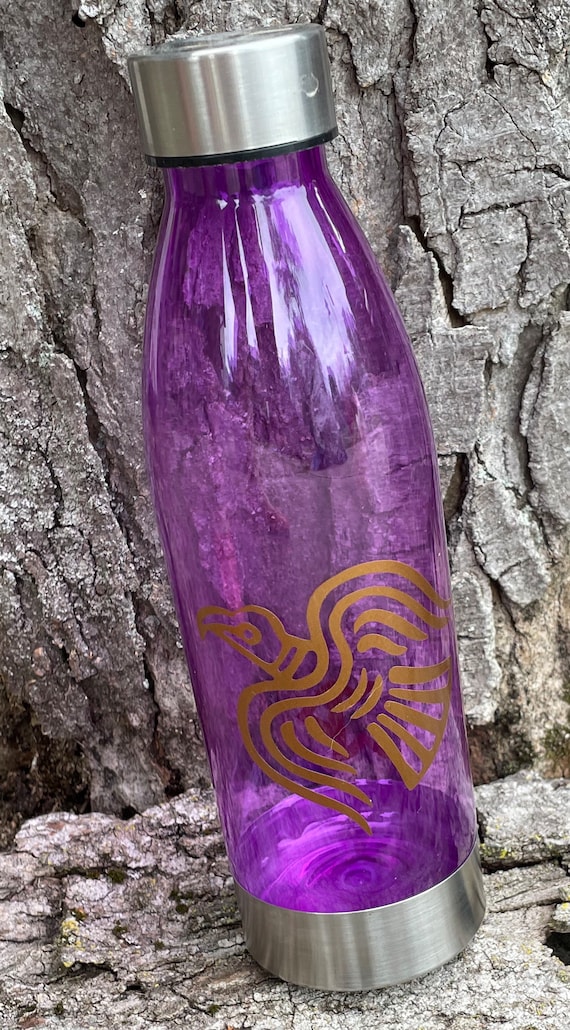 Viking Water Bottle Copper Norse Banner Raven on Clear Purple - Etsy