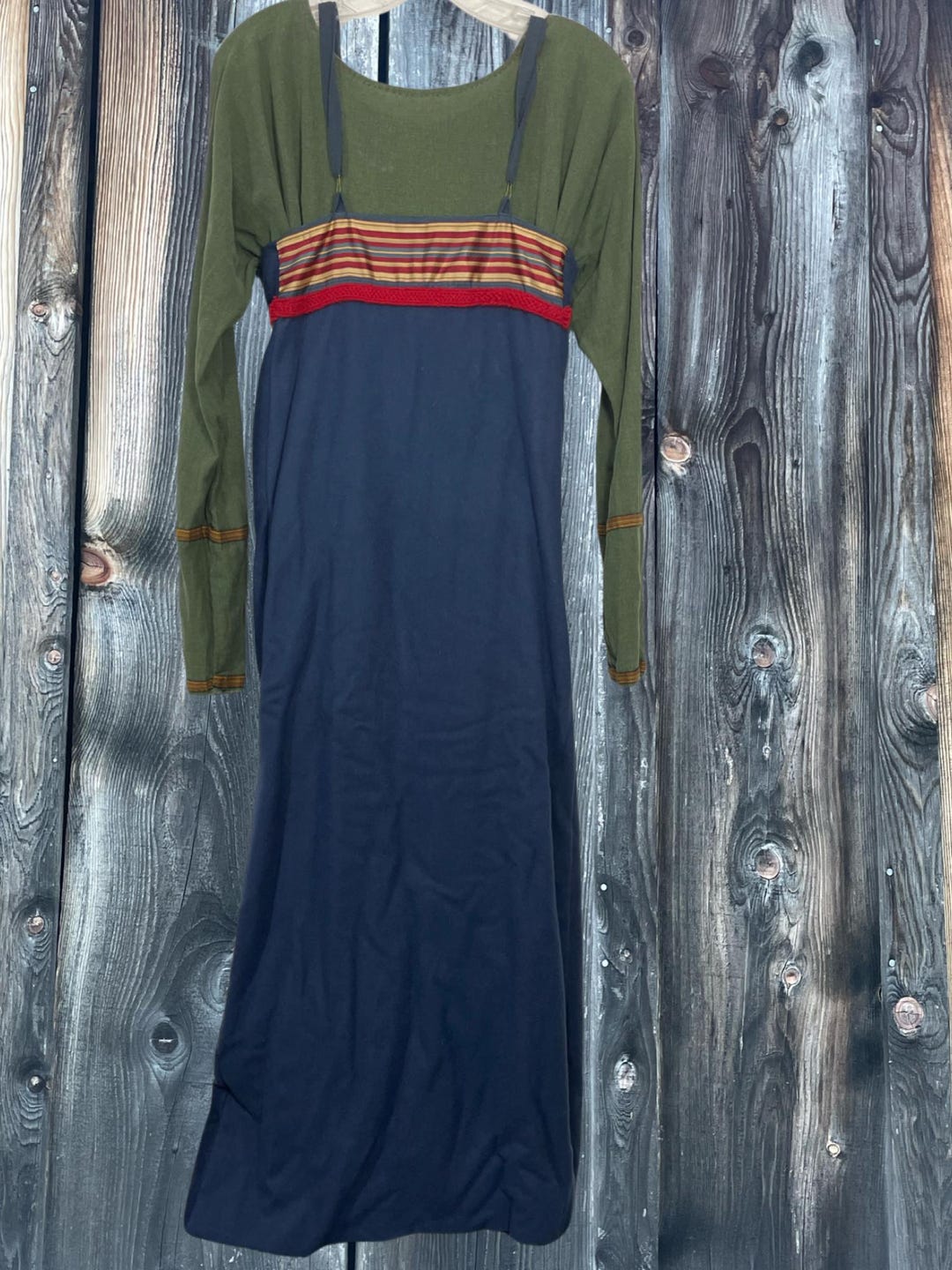 Viking Apron Dress~ Blue Cashmere Wool Viking Dress- M Viking Hangerock ...