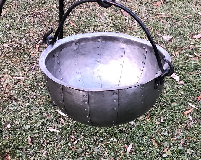 Steel Pot 8l Hand Forged, Large Metal Witch's Cauldron, Medieval ...