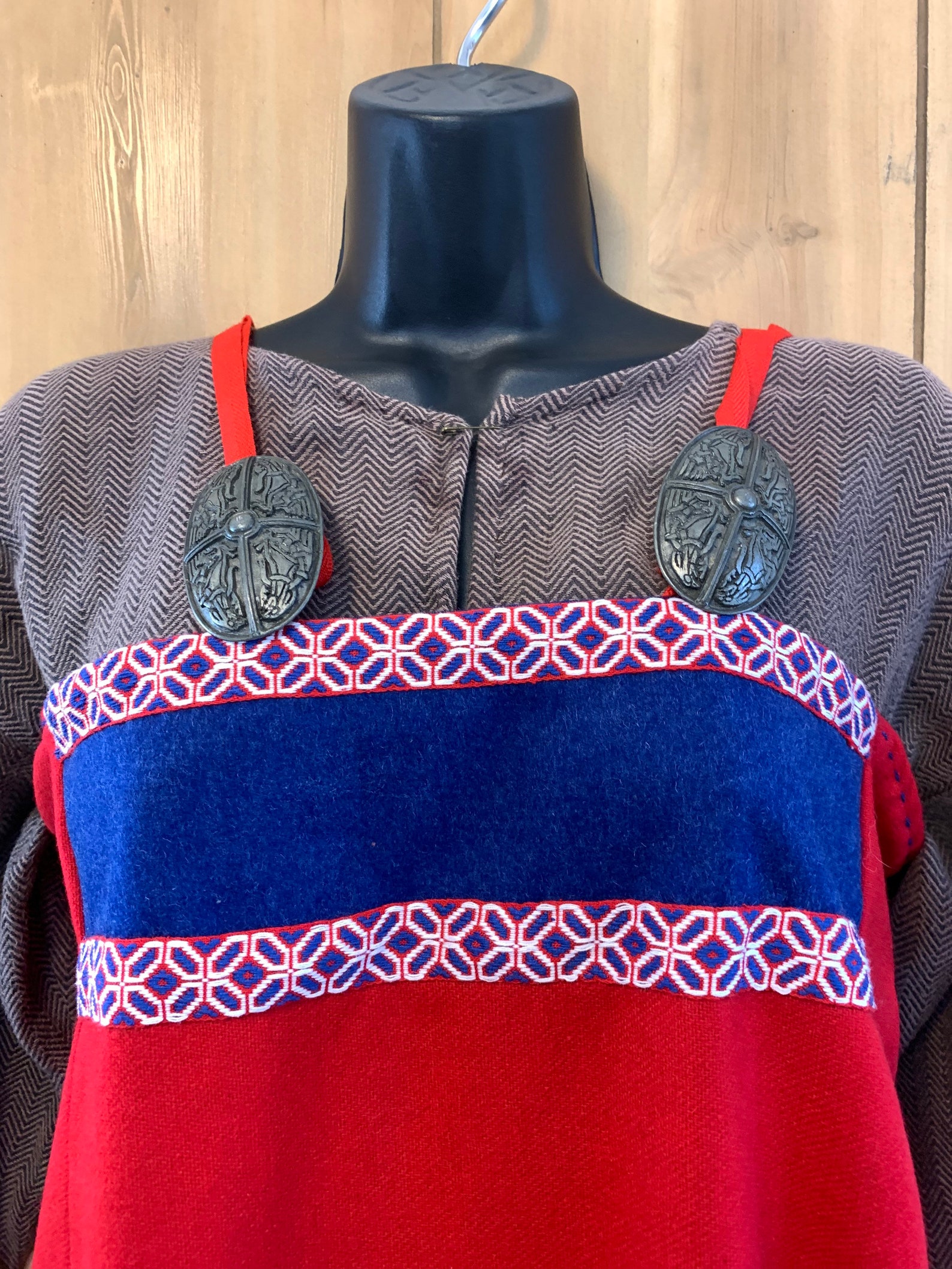 Viking Apron Dressred and Blue Viking Dress Viking | Etsy