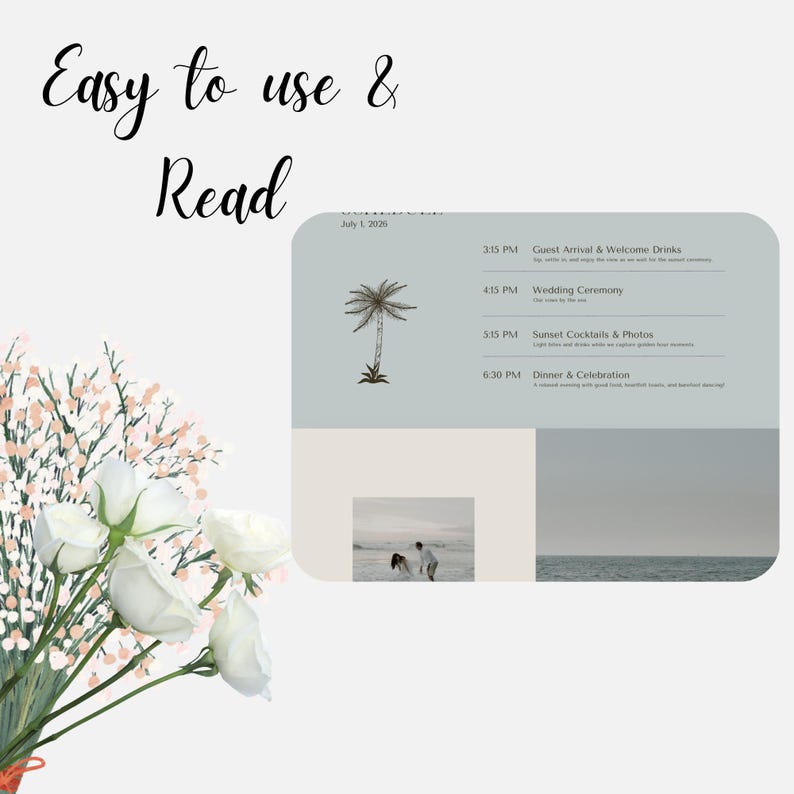 Editable Wedding Website Template, Beach Theme, Canva Design (digital ...