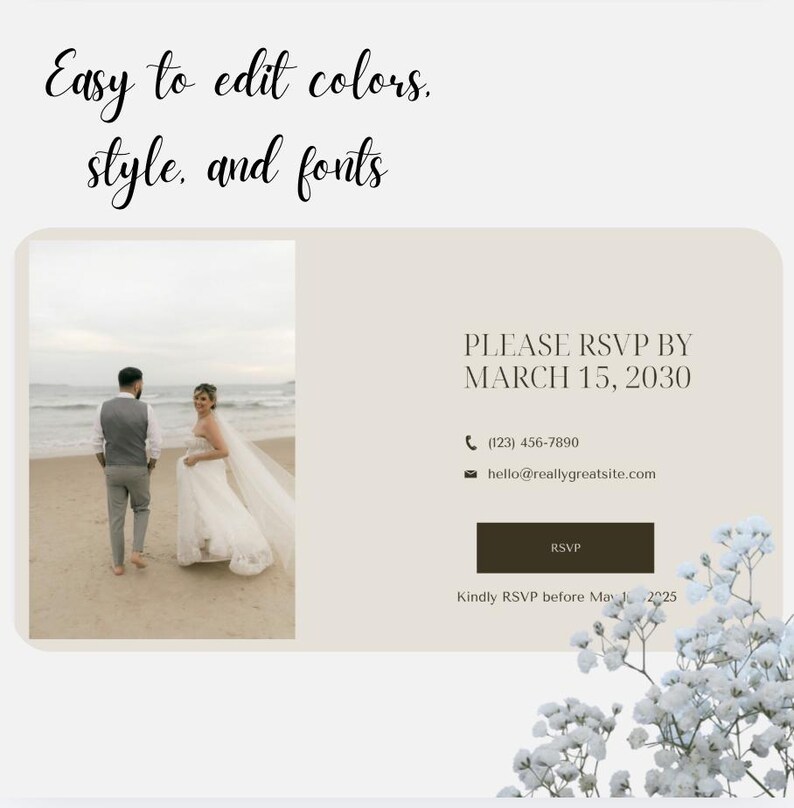 Editable Wedding Website Template, Beach Theme, Canva Design (digital ...
