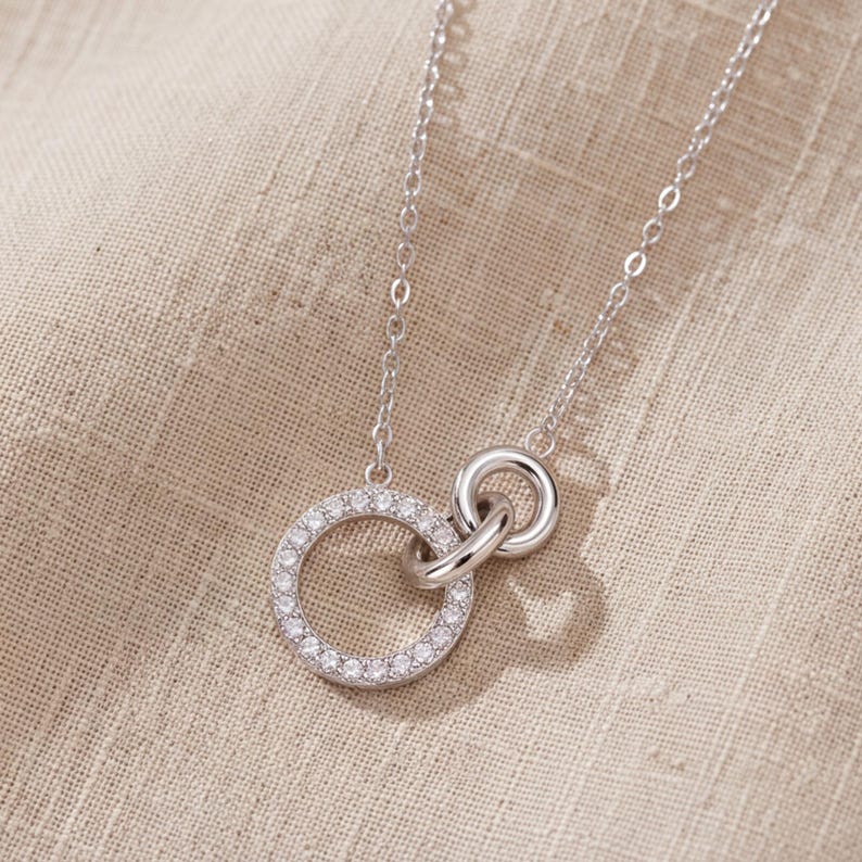 Interlocking Rings Necklace, Three Circle Zircon Pendant,sterling ...
