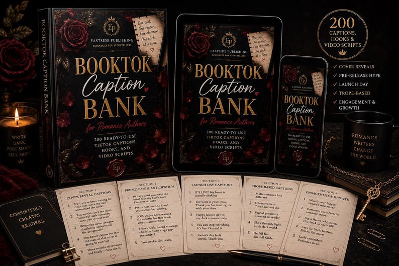 Dark Romance Book Launch Bundle | Booktok Caption Bank | ARC Team Kit ...