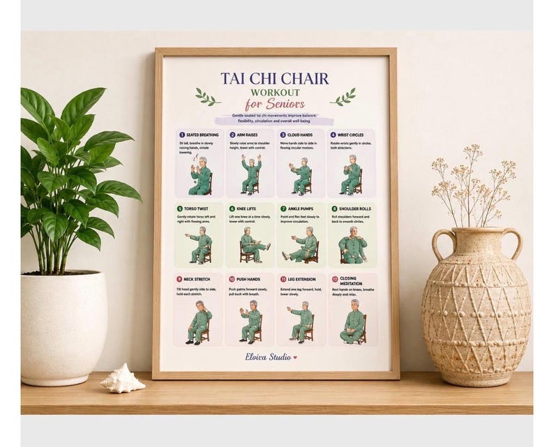 Printable Tai Chi Chair Exercise Bundle for Seniors | Seated Workout ...