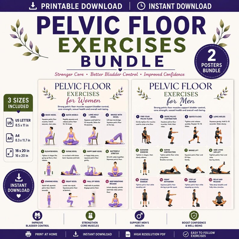 Sciatica Exercise Bundle Printable, Sciatica Pain Relief Poster Set ...