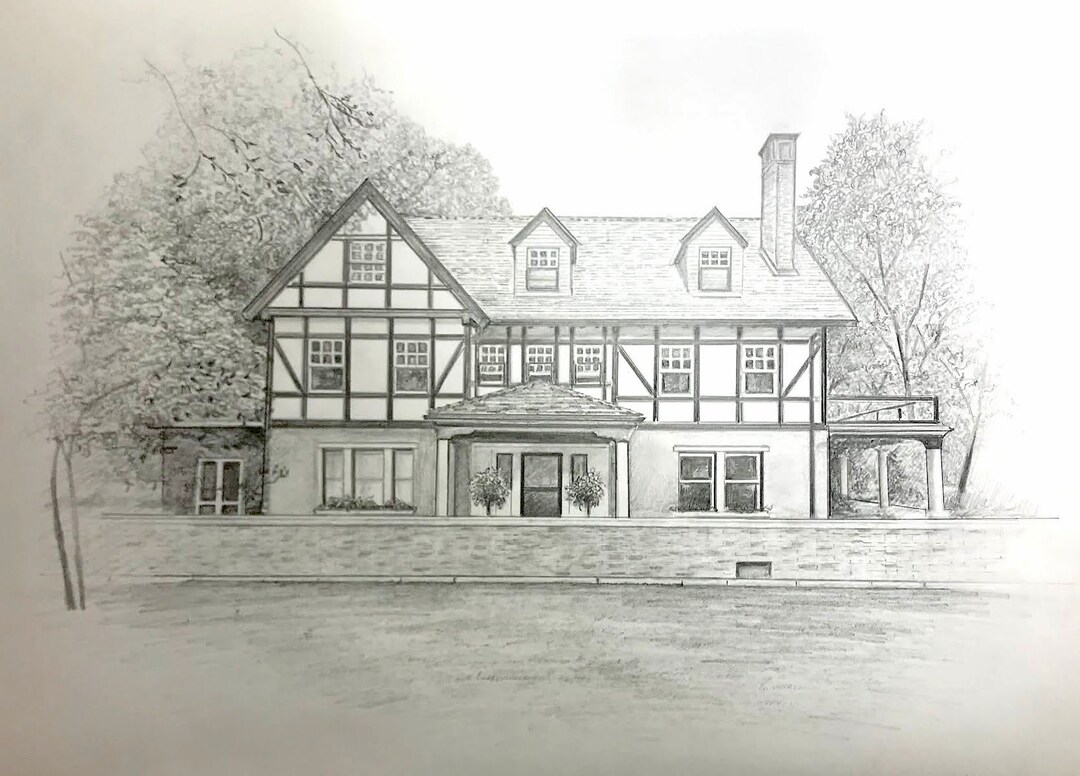 Custom Home Drawing 11x14 PLUS - Etsy