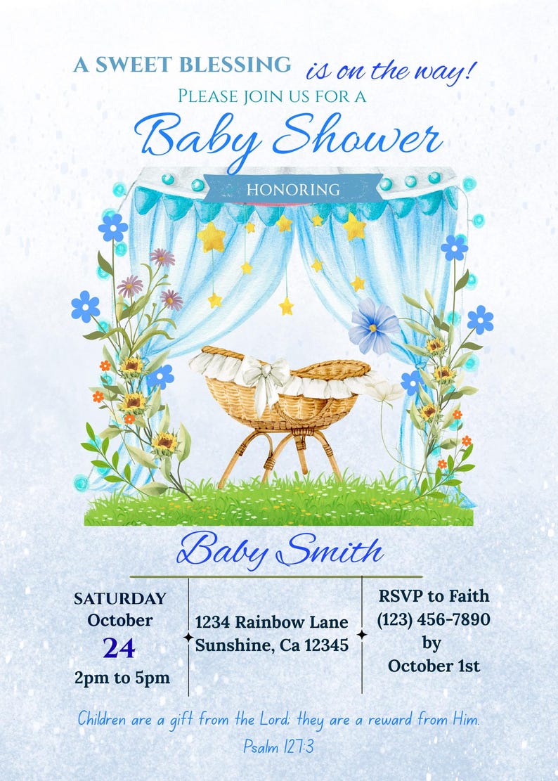 Baby Shower Invitation. Faith-based. Personalized by Seller. 3 Style ...