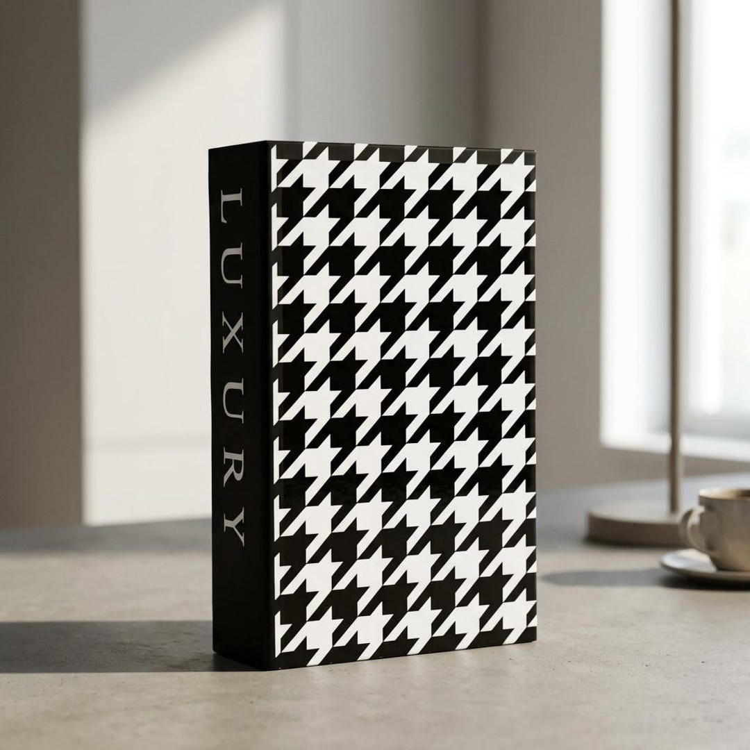 Luxury Decorative Book Box, Black Faux Book Storage Box, Coffee Table ...
