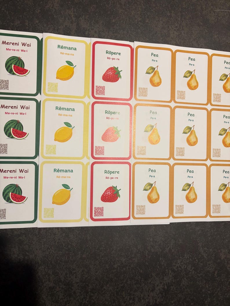 Te Reo Māori Fruit Flashcards | Ngā Hua Rākau, QR Audio, Sentence ...