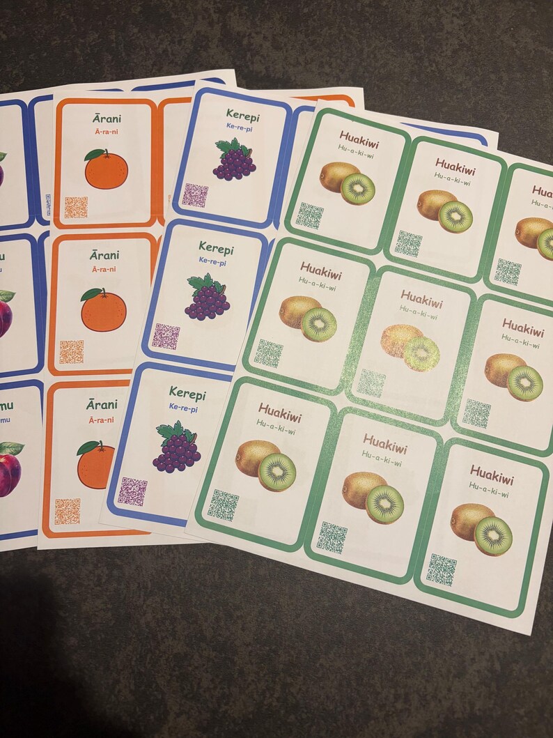 Te Reo Māori Fruit Flashcards | Ngā Hua Rākau, QR Audio, Sentence ...