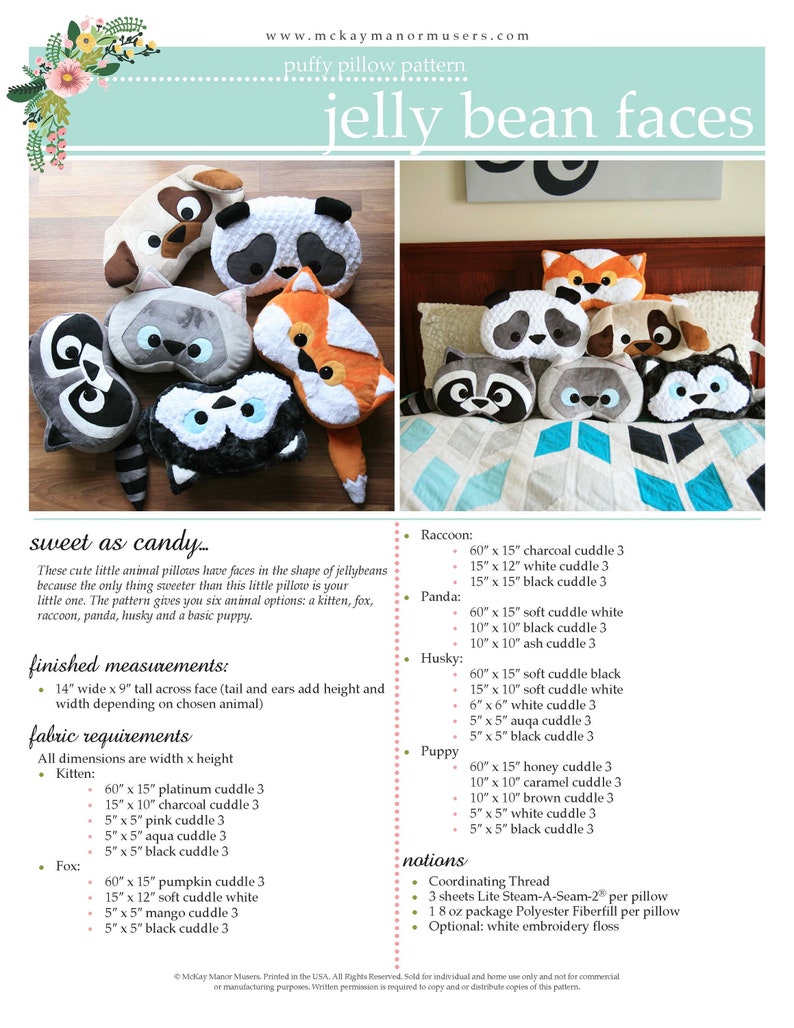 Stuffed Animal Jelly Bean Pillow Downloadable Sewing Pattern Includes ...