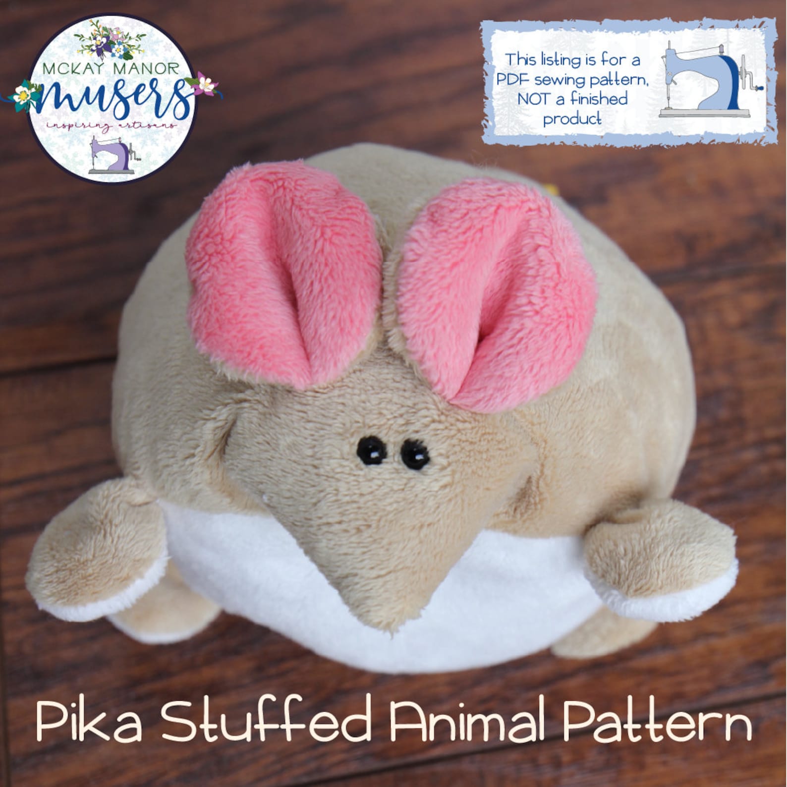 Pika Stuffed Animal Downloadable Sewing Pattern From Mckay Manor Musers ...