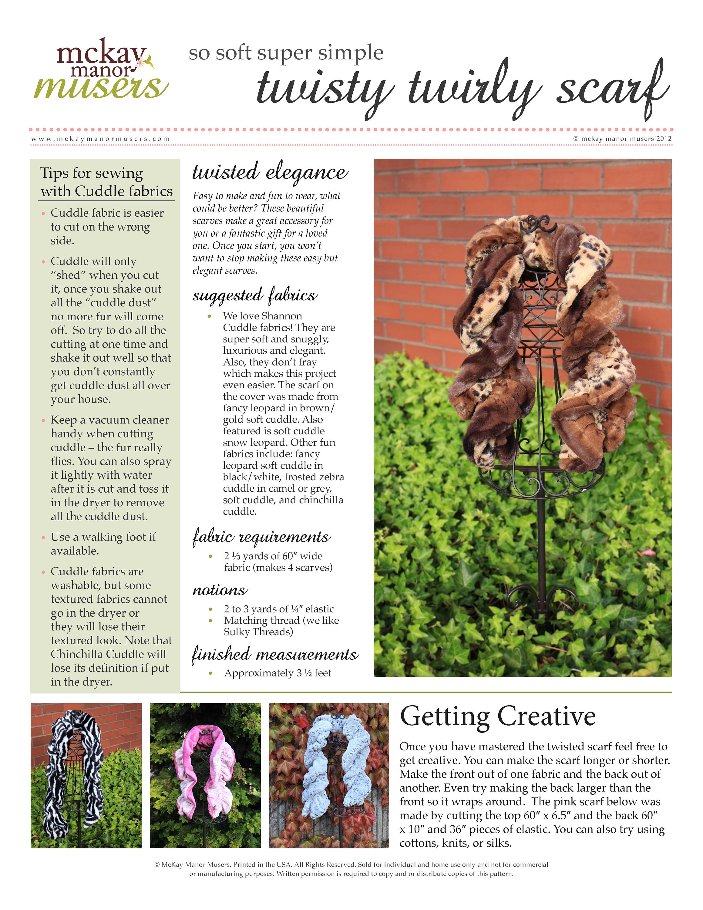 Downloadable Sewing Pattern for a Twisty Twirly Scarf to Keep You Warm ...