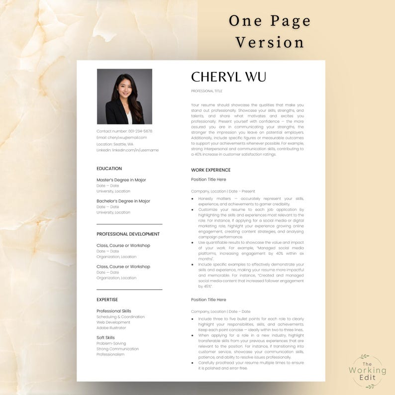 Minimalist Resume Editable Template Google Docs MS Word Executive ...