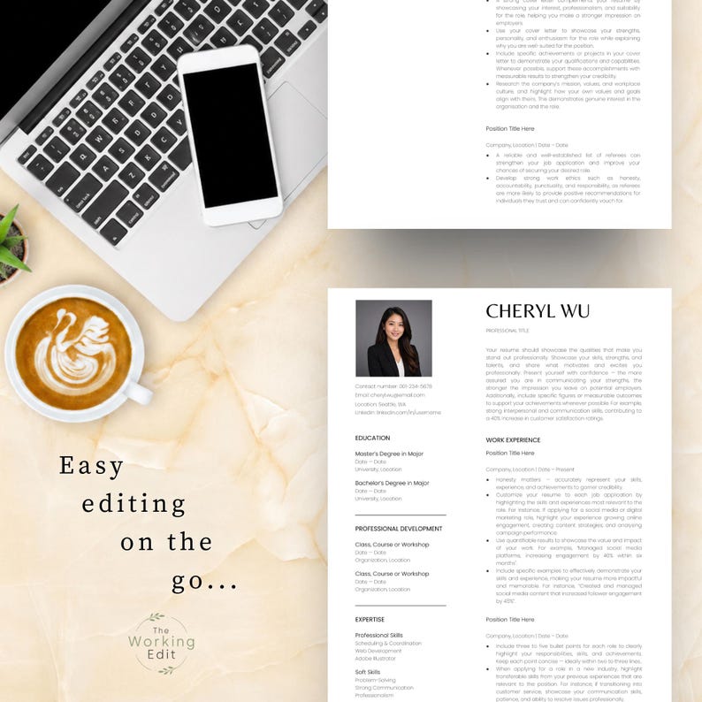 Minimalist Resume Editable Template Google Docs MS Word Executive ...