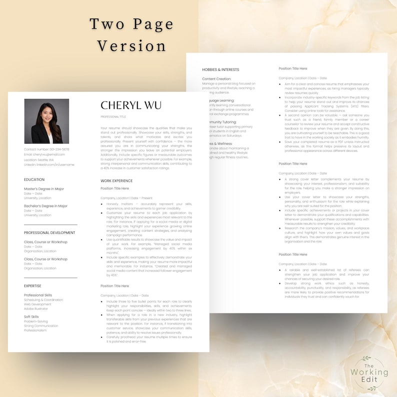 Minimalist Resume Editable Template Google Docs MS Word Executive ...