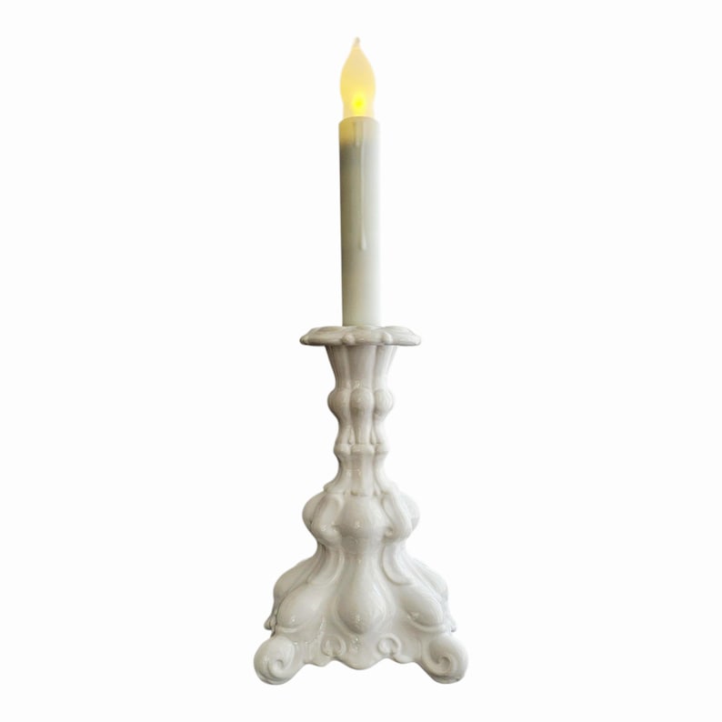 Vintage Baroque Ceramic White Candle Holder - Etsy