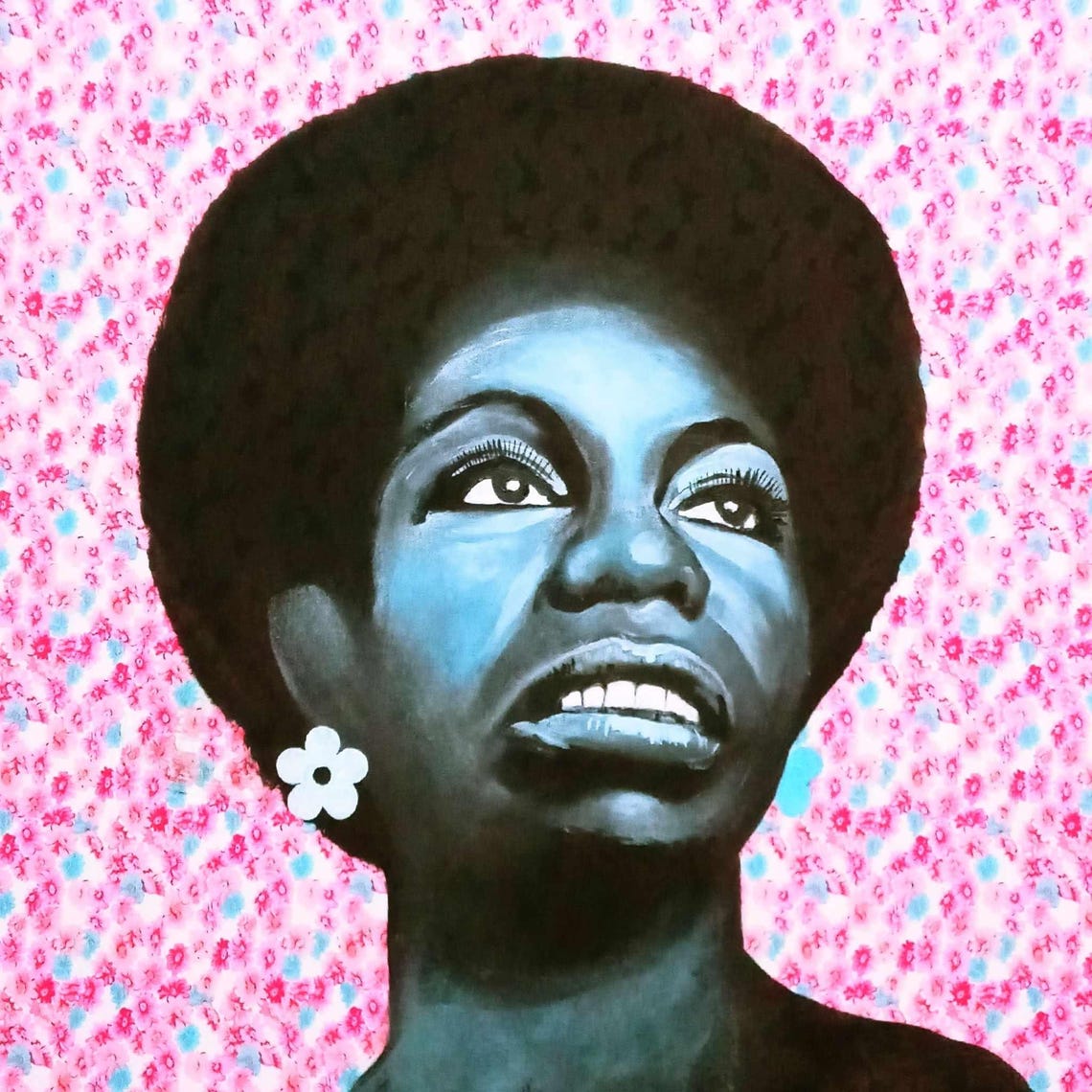 Nina Simone Pink Flowers 40X40 - Etsy